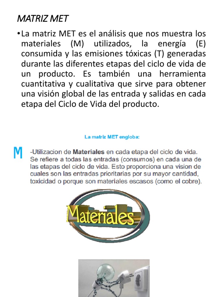Análisis de Ciclo de Vida: Matriz MET | PDF