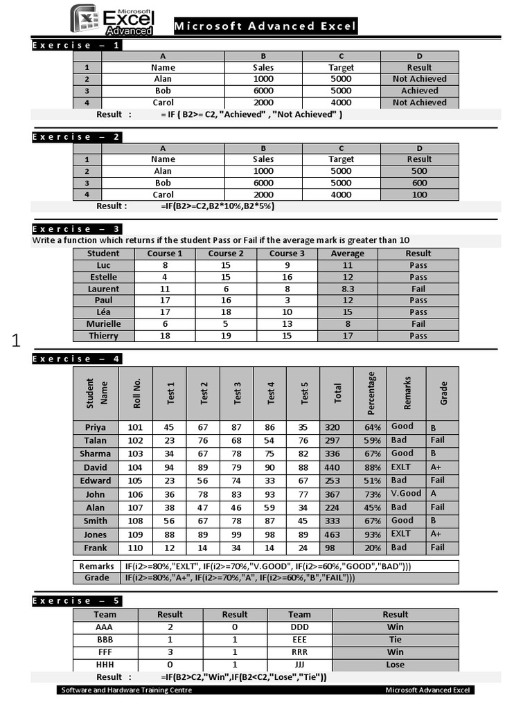 Advanced Excel Training Exercises | PDF | Rain | Computing