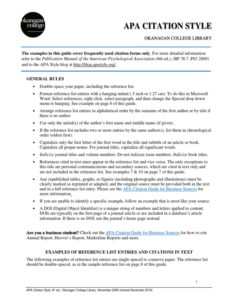 APA Style Guide | PDF | Digital Object Identifier | Citation