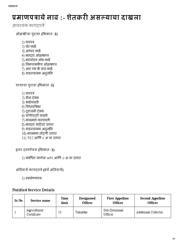 Shetkari Dakhla Required | PDF