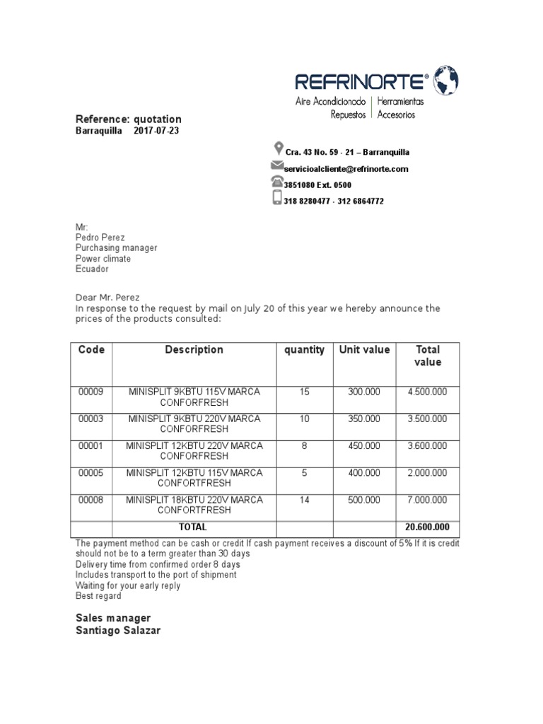 Carta de Cotizacion | PDF