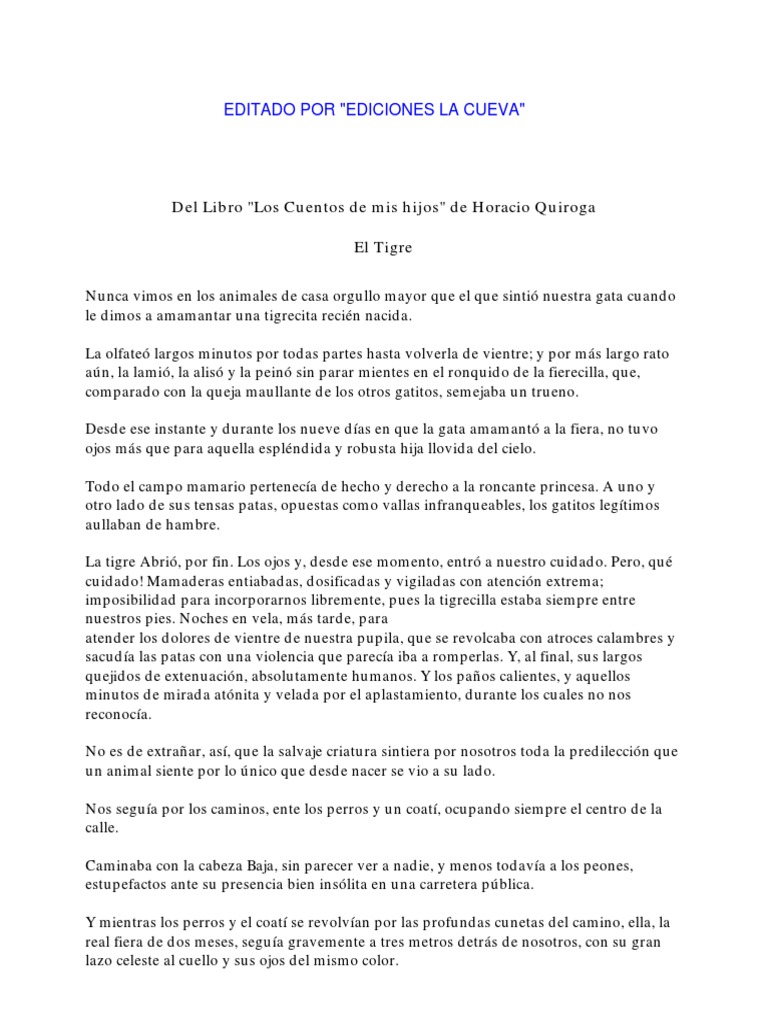Quiroga Horacio El Tigre Pdf Pdf Pollo Comida Y Bebida