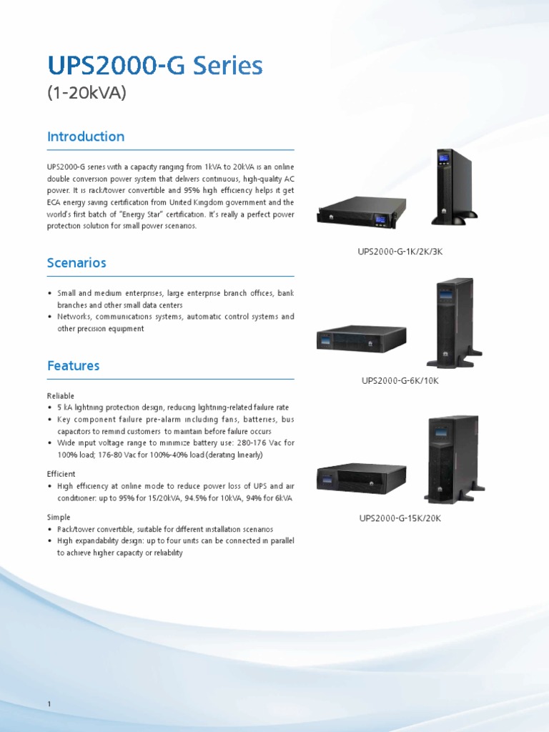 Huawei Ups2000-G Series (1kva-20kva) Datasheet | PDF | Alternating ...