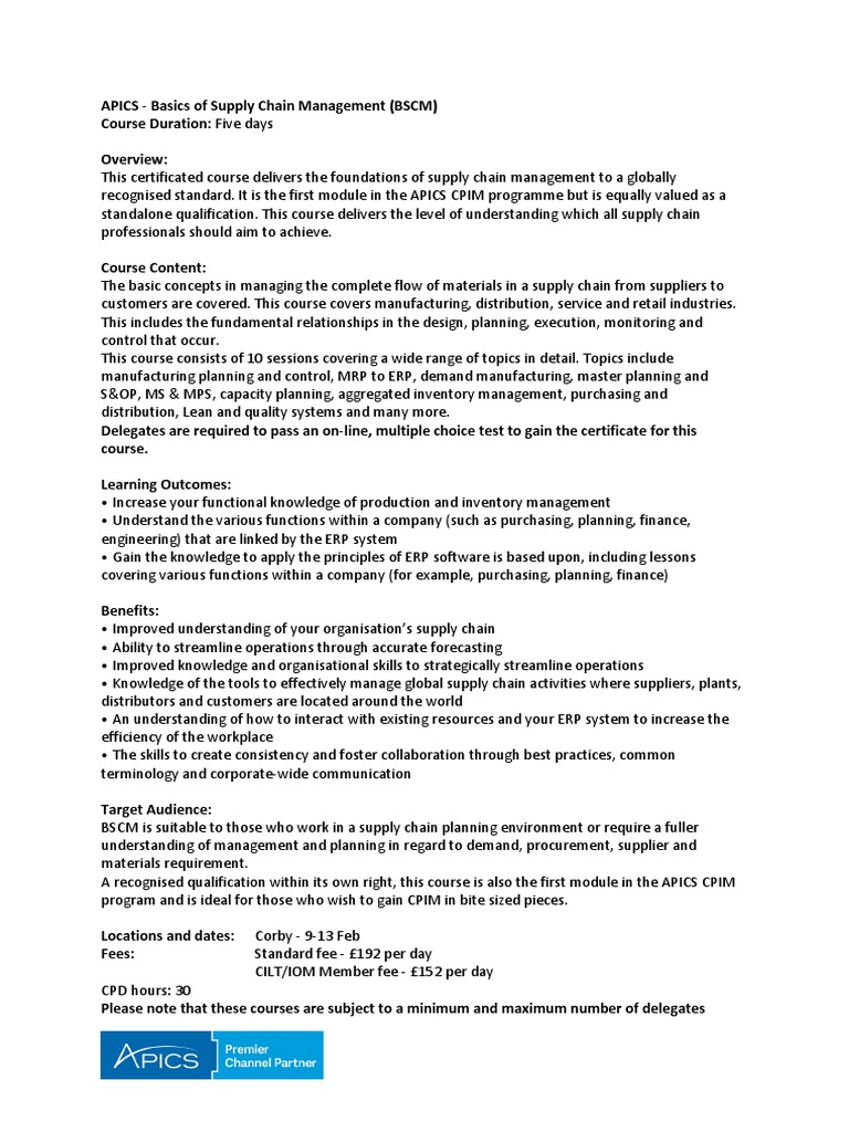 Basics of Supply Chain Management | PDF | Supply Chain | Enterprise ...