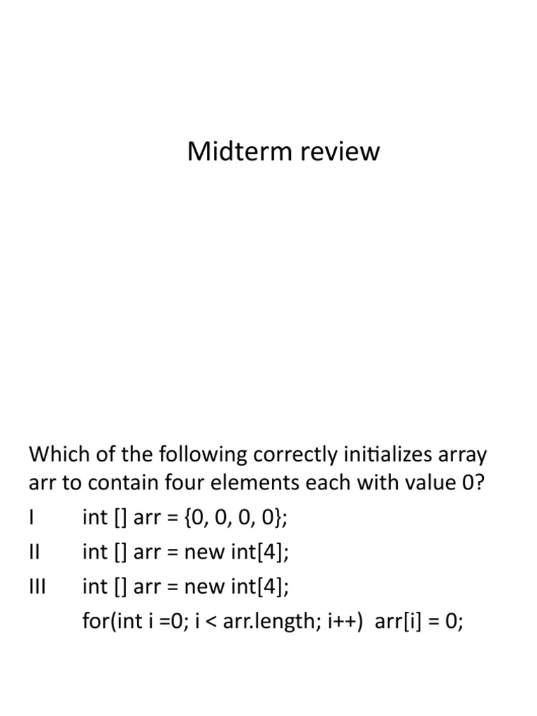 Slide04-22 Midterm Review | PDF | Integer (Computer Science) | Array Data Structure