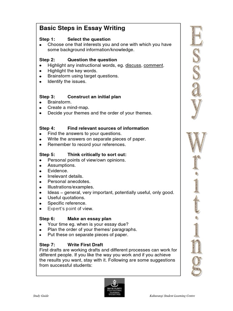 Basic Steps in Essay Writing: Step 1: Select The Question | PDF ...