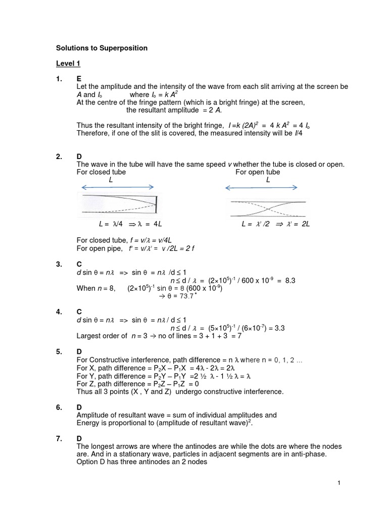 10 Superposition Solutions | PDF | Interference (Wave Propagation) | Waves
