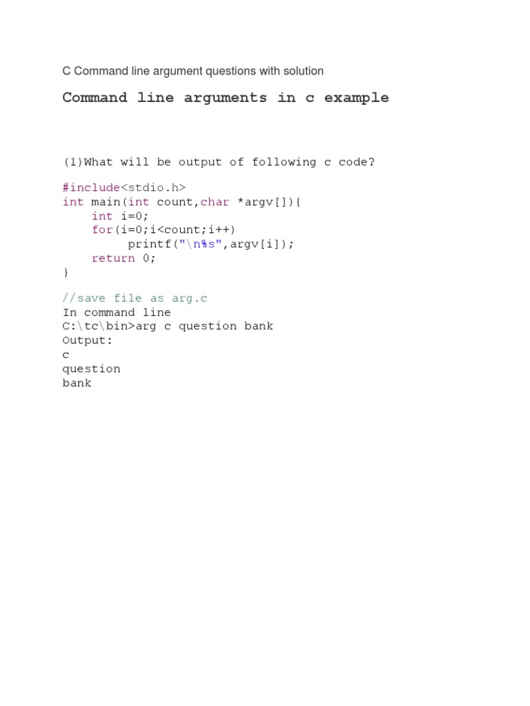 10.C Command Line Argument Questions With Solution | PDF | C ...