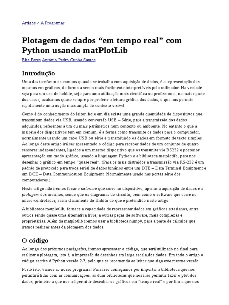 Plotagem de Dados em Tempo Real | PDF | Biblioteca (informática) | Tecnologia digital