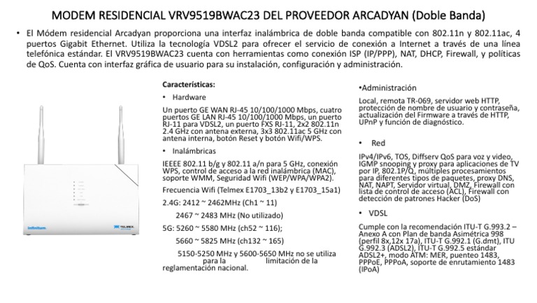 Guia-Modem Arcadyan VRV9519BWAC23 | PDF | Wi Fi | Network Protocols
