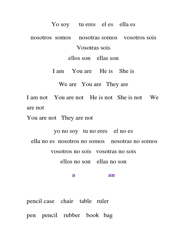 Yo Soy Tu Eres El Es Ella Es | PDF