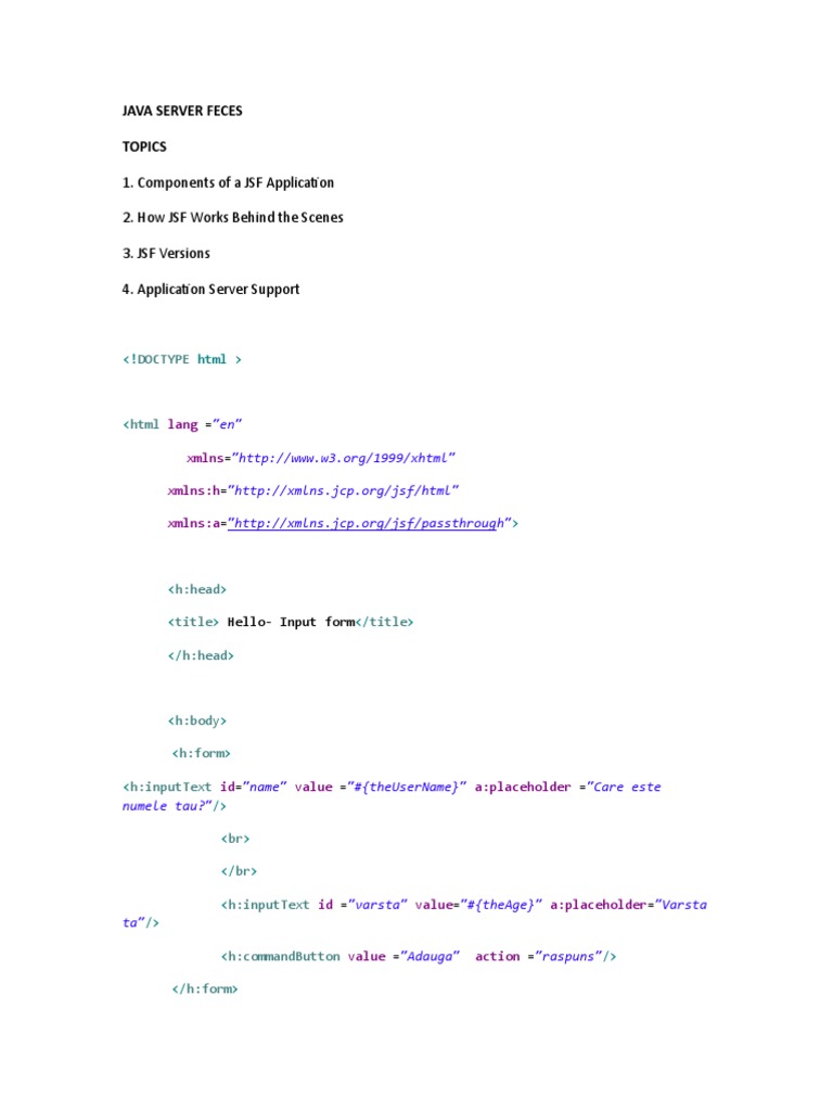Components of A JSF Application 2. How JSF Works Behind The Scenes 3 ...