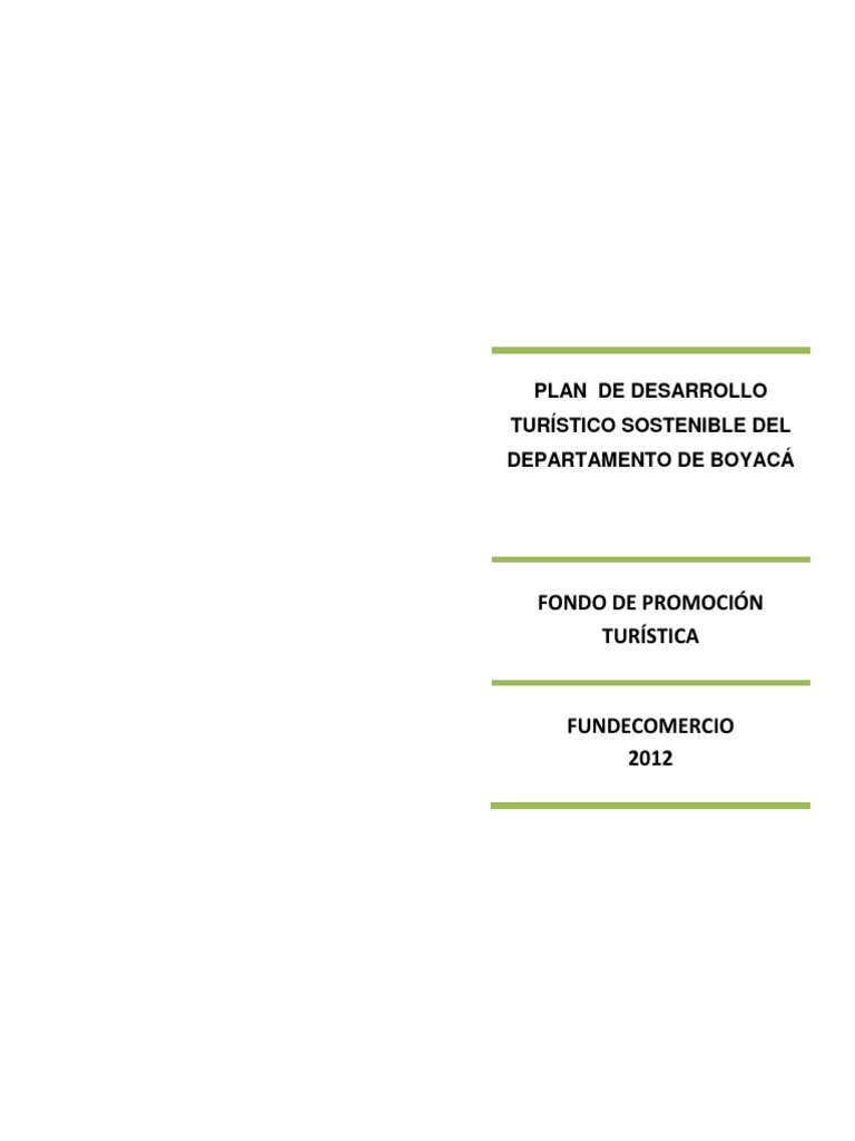 Plan de Desarrollo Turistico - Departamento de Boyaca | PDF | Turismo | Sustentabilidad