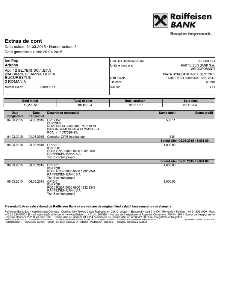 Sample Account Statement PDF | PDF