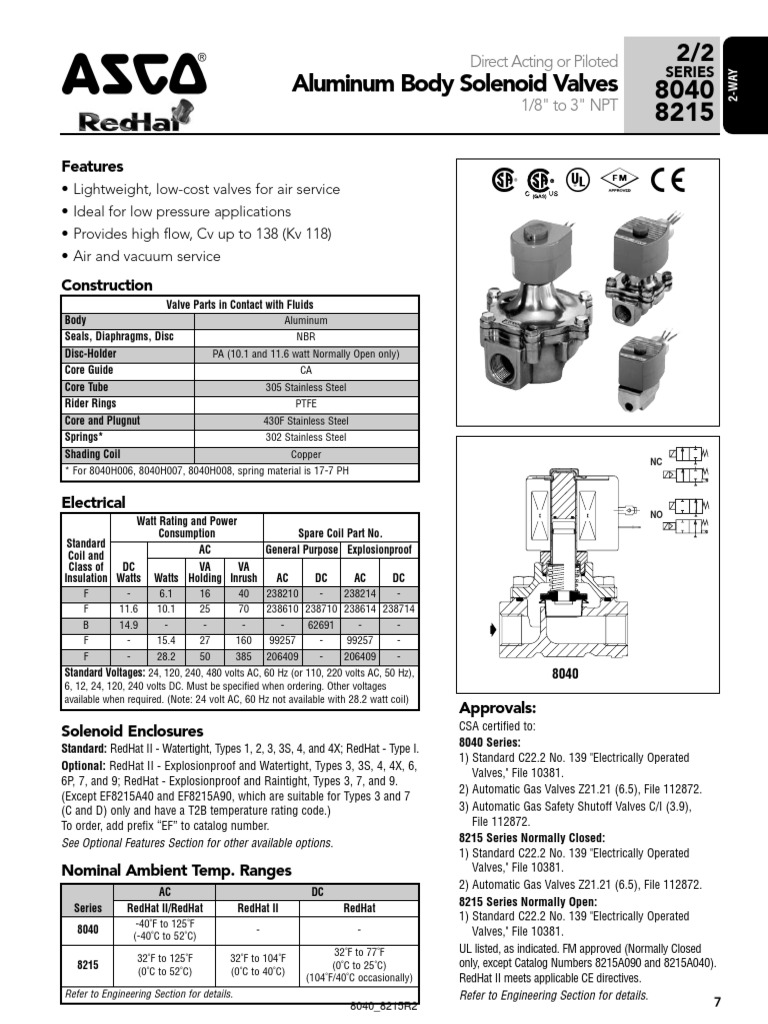 ASCO-Valve-8040-8215-spec-R2 | Electromagnetism | Electrical Engineering