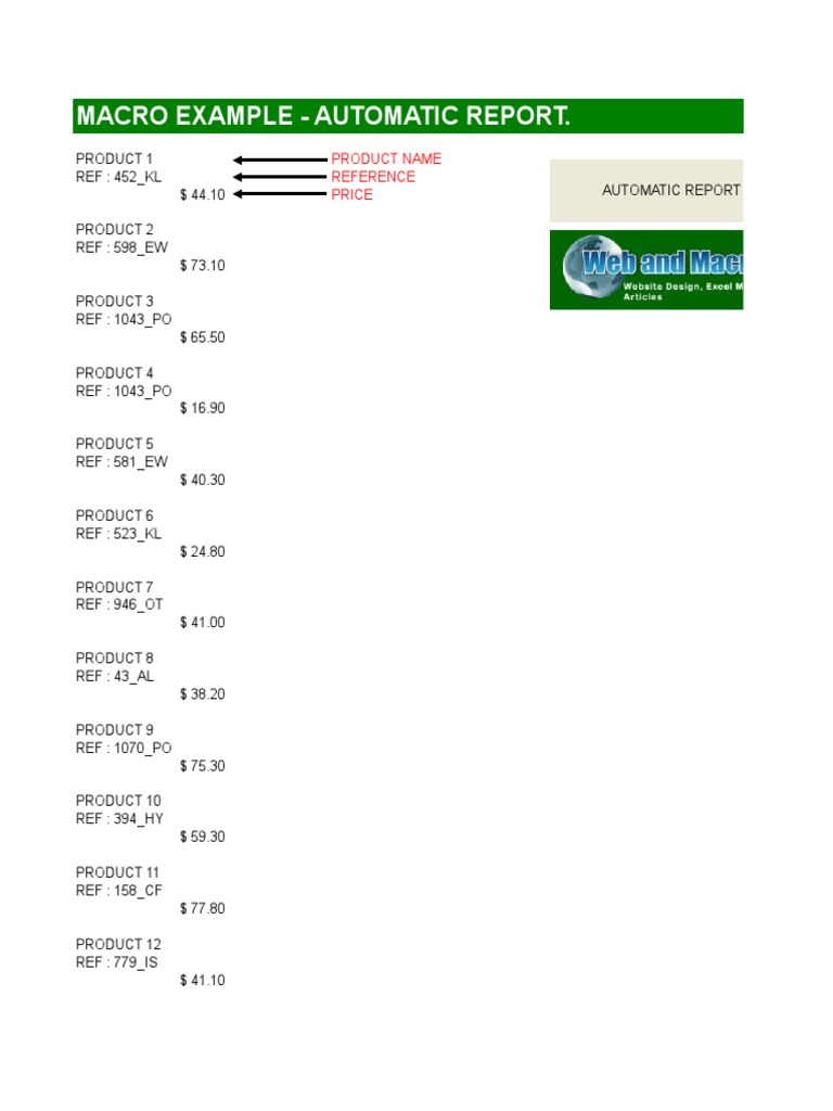 Macro Excel Example - Automatic Report | PDF | Business