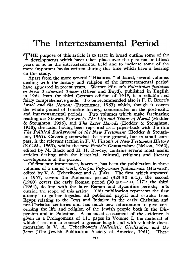 The Intertestamental Period: B.C.) B.C.-A.D | PDF | Pharisees | Apocrypha