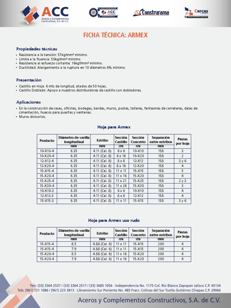 Armex Ficha Tecnica PDF | PDF