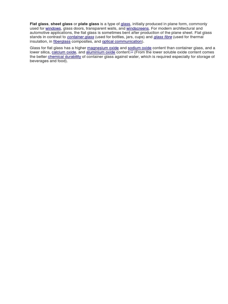 Glass Windows Windscreens: Flat Glass, Sheet Glass or Plate Glass Is A ...