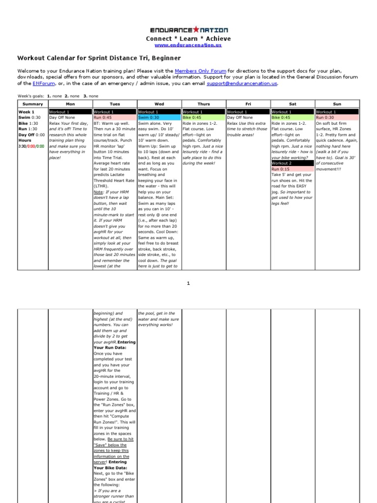 Sprint Distance Tri, Beginner | PDF | Sports | Recreation