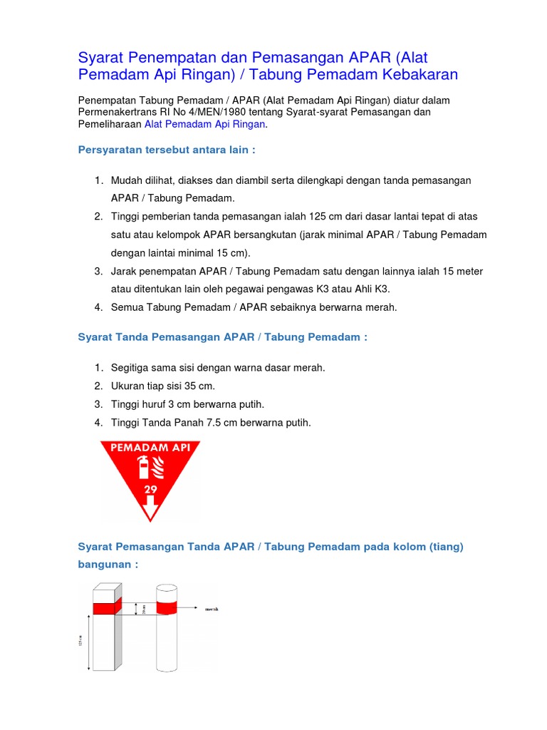 Syarat Pemasangan dan Penempatan APAR | PDF
