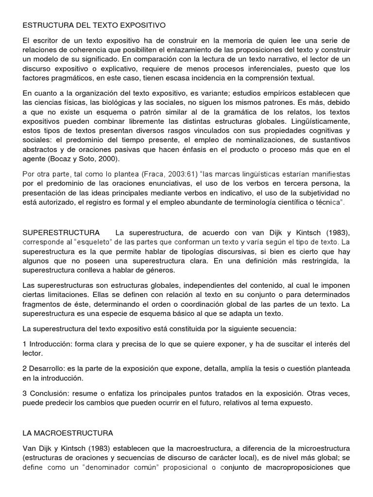 Estructura Del Texto Expositivo | PDF | Oración (Lingüística) | Proposición