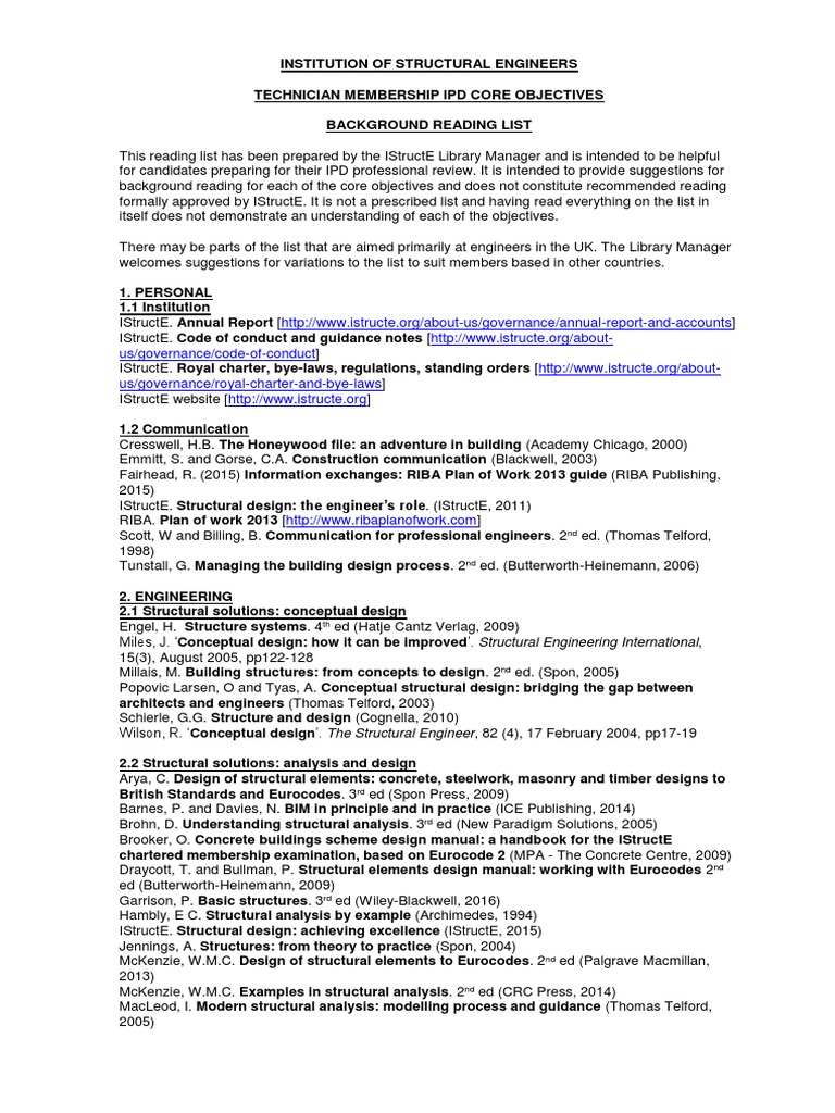 IStructE Suggested Textbook List PDF | PDF | Engineering | Civil ...