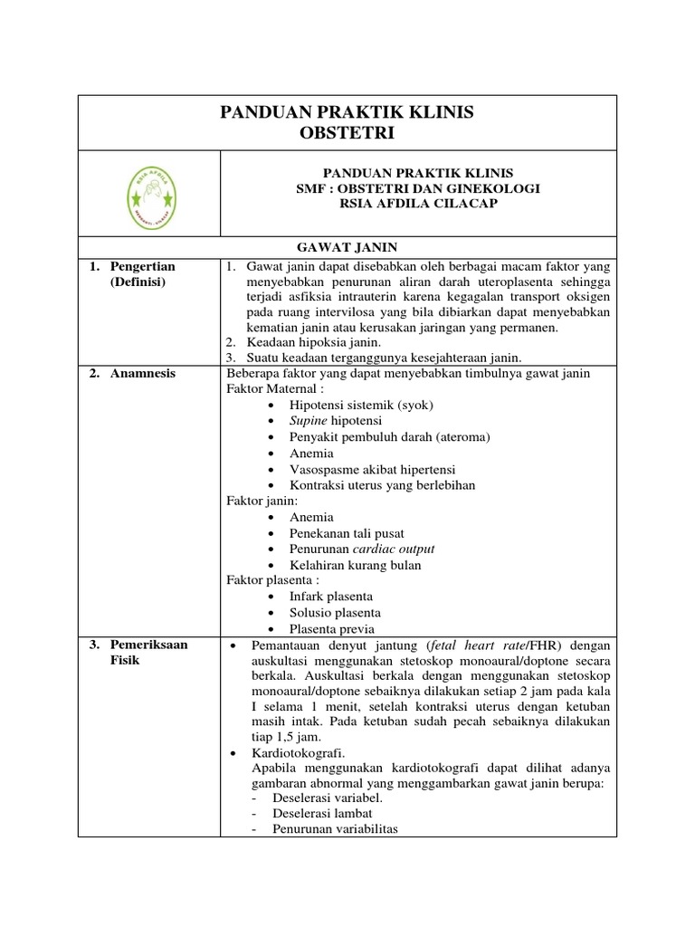 Panduan Praktik Klinis Obstetri | PDF