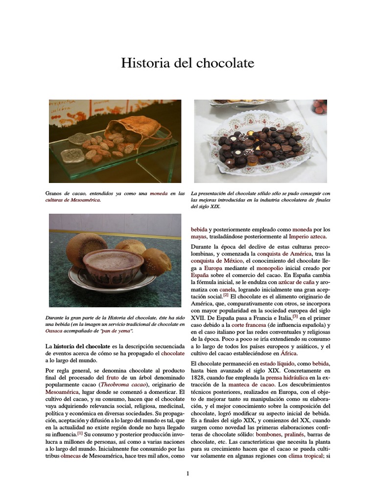 Historia del chocolate y su origen | PDF | Chocolate | Alimentos