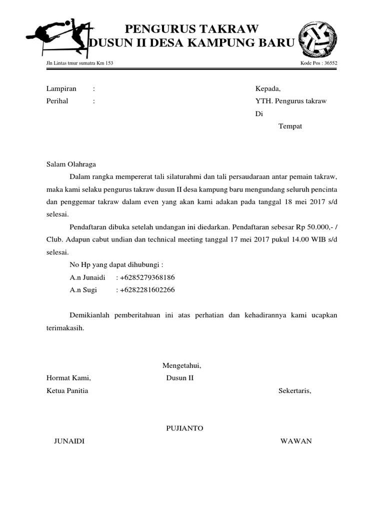 Undangan & Proposal Takraw | PDF