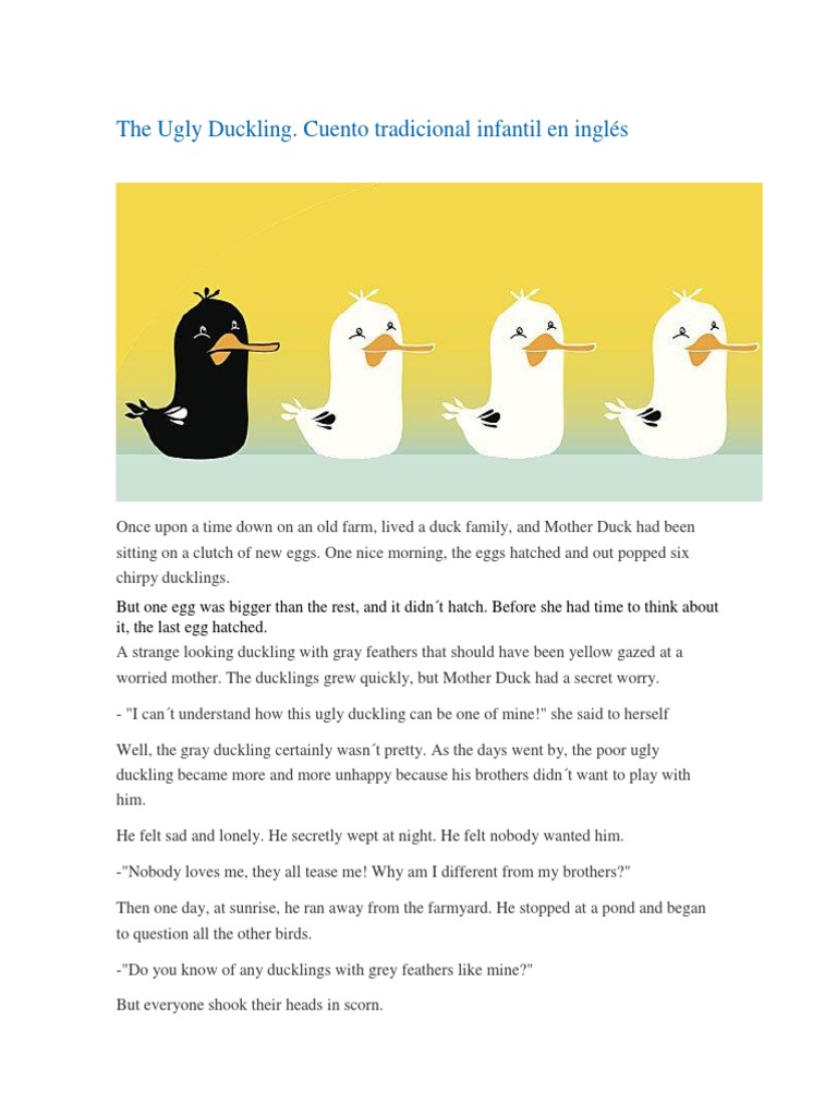 The Ugly Duckling Cuento Tradicional Infantil En Inglés Pdf