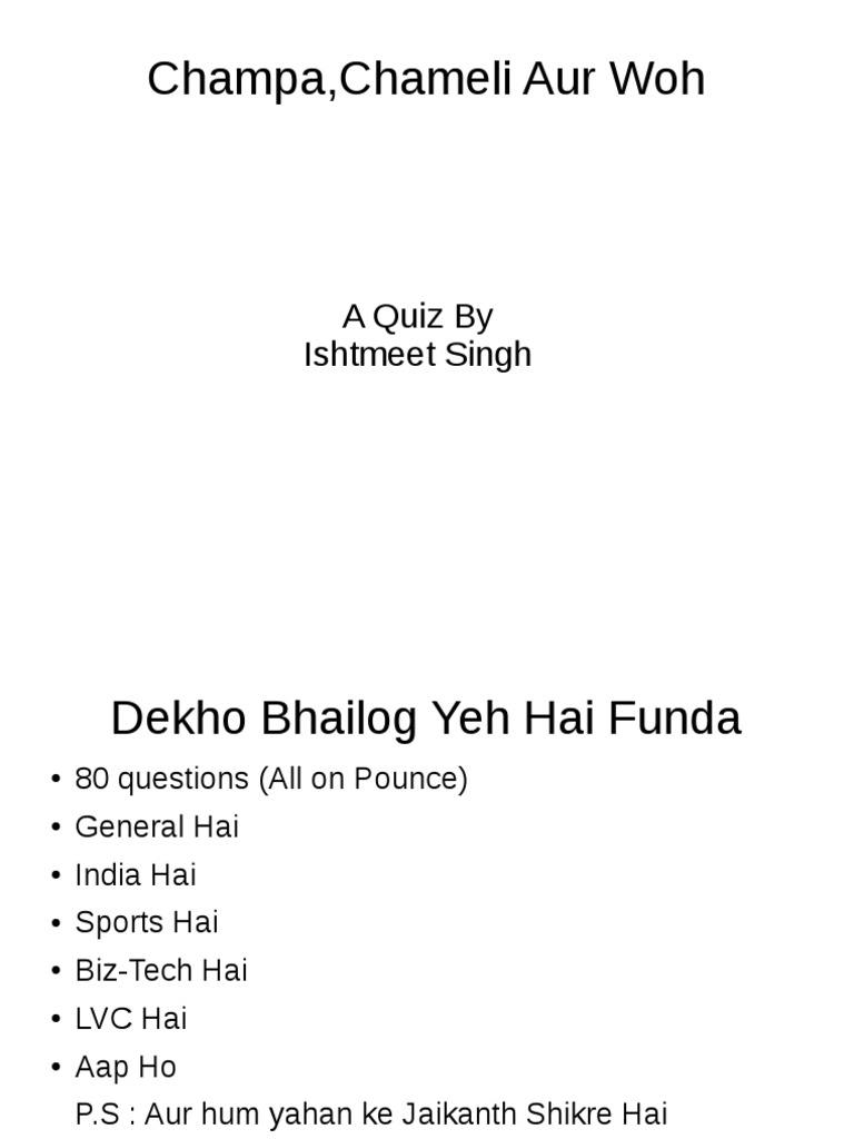 Bakchodi Wala Quiz | PDF | Religion And Belief