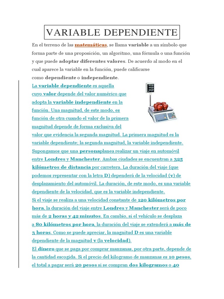 Variable Dependiente | Variable (Matemáticas) | Matemáticas