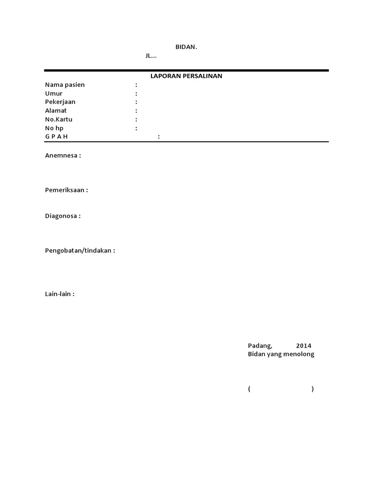 Contoh Laporan Persalinan Dan Alur Klaim | PDF