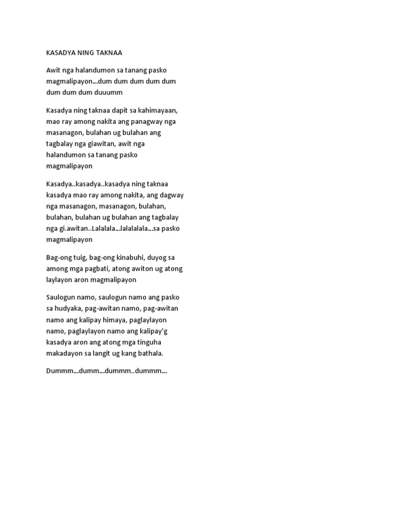 Kasadya Ning Taknaa | PDF