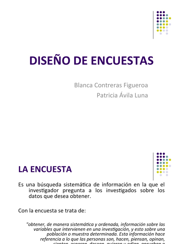Diseño de Encuestas | PDF | Muestreo (Estadísticas) | Medición