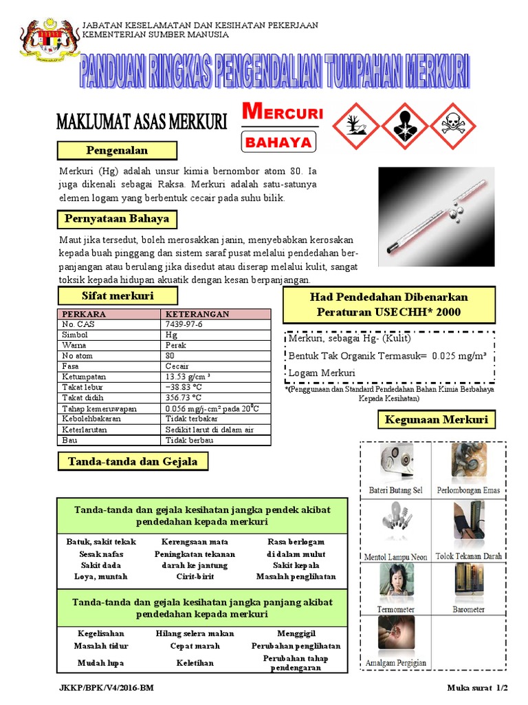 21.panduan Ringkas Pengendalian Tumpahan Merkuri Version 4 - BM | PDF