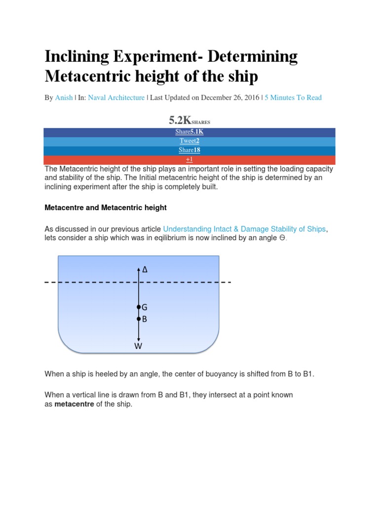 Inclining Experiment | PDF | Shipping | Ships
