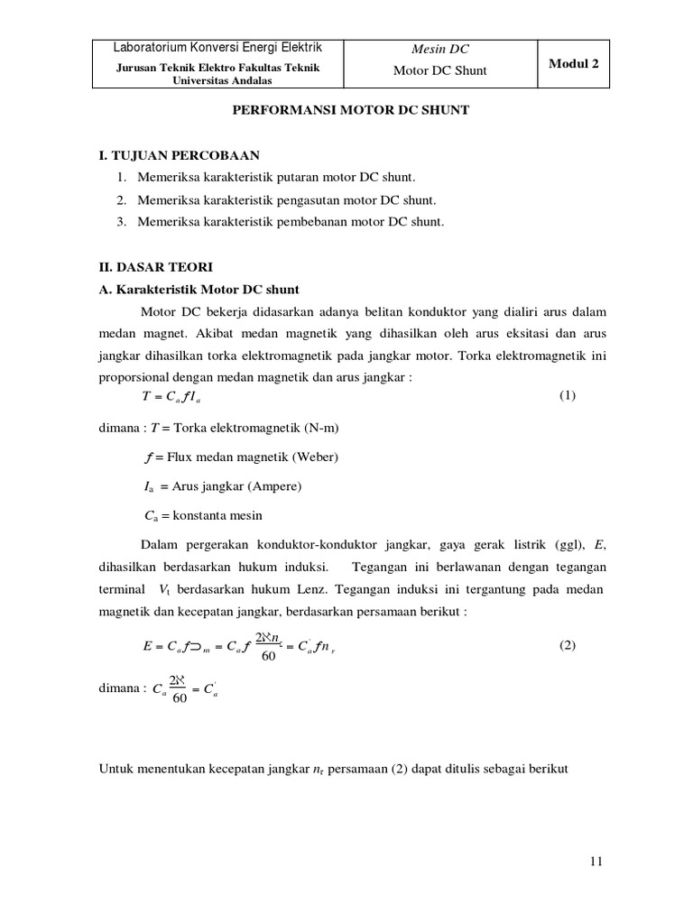 Modul 2 (Motor DC Shunt) | PDF