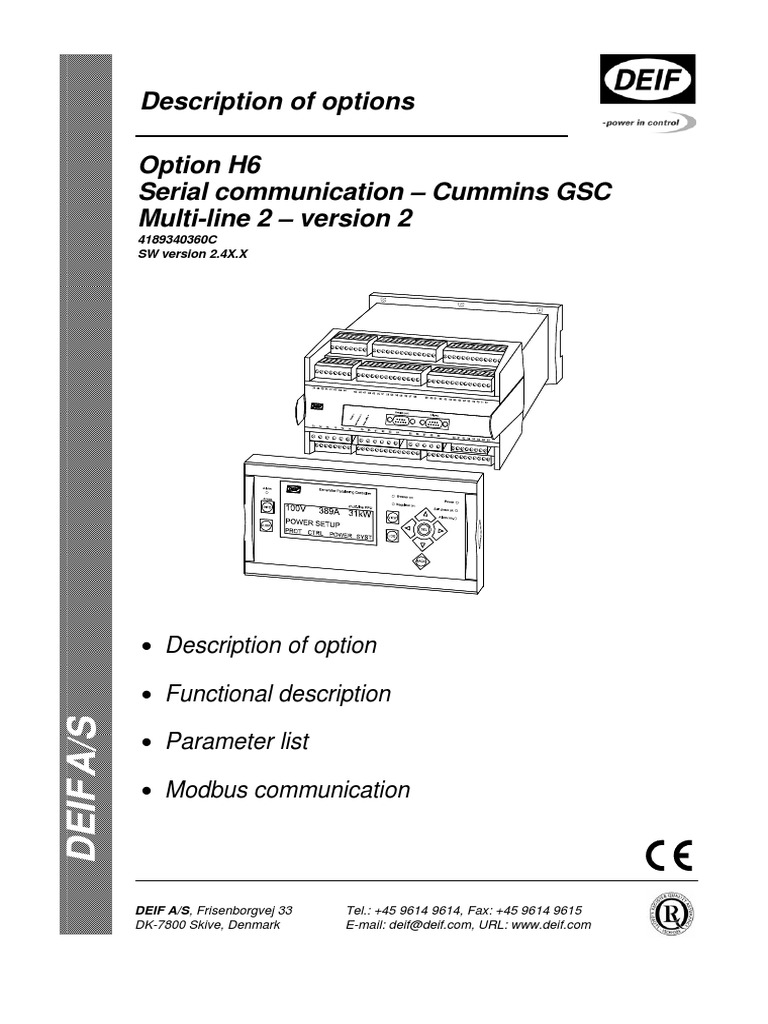 Description of Option H6 (Serial Communication - Cummins GCS) | PDF ...