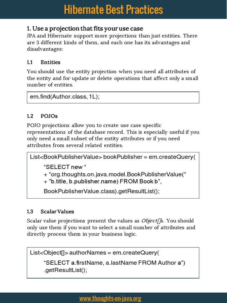 Hibernate Best Practices | PDF | Databases | Sql