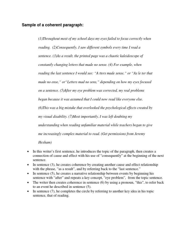 Sample of A Coherent Paragraph | PDF