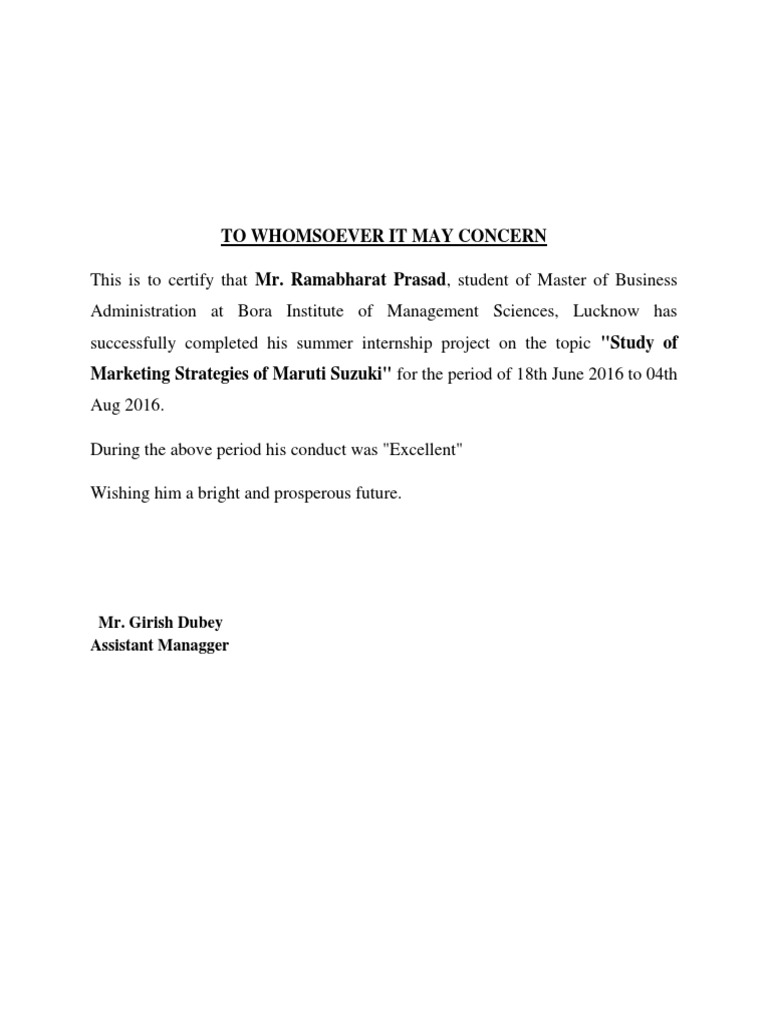 To Whomsoever It May Concern | PDF