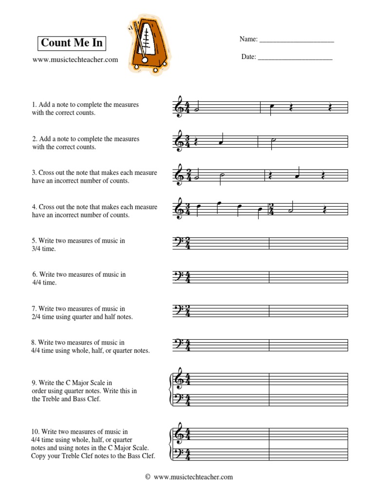 Worksheet 0027 Count Me in | PDF | Music Theory | Musical Compositions