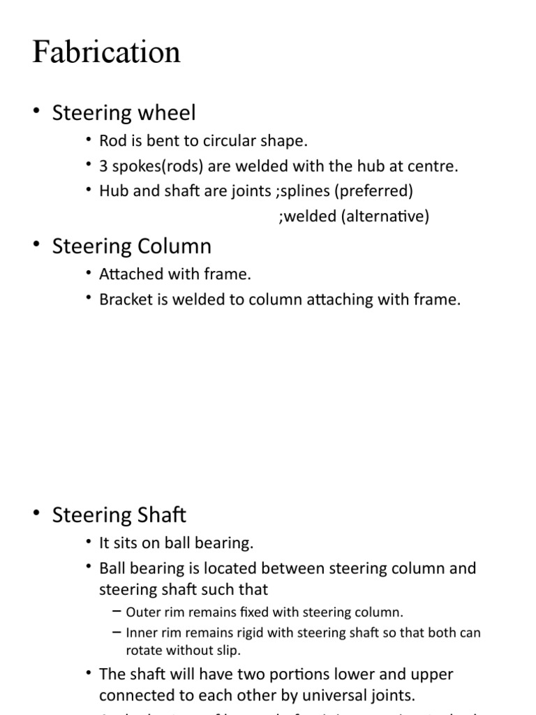 Fabrication: - Steering Wheel | PDF