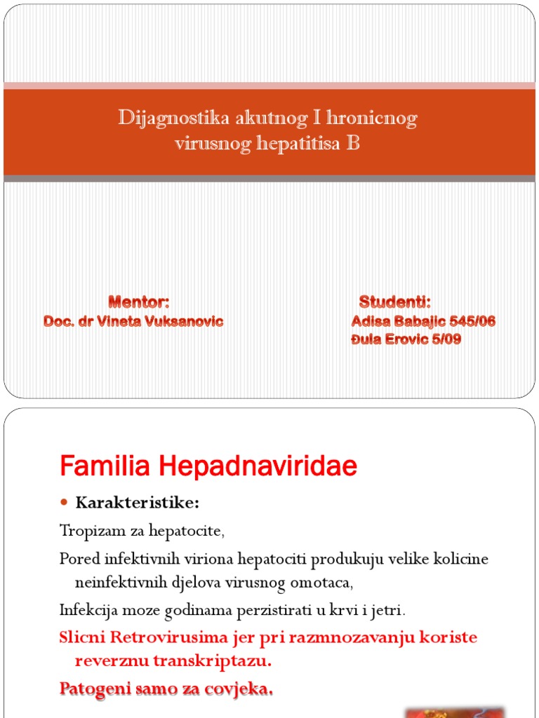 Dijagnostika Akutnog I Hronicnog Virusnog Hepatitisa B | PDF