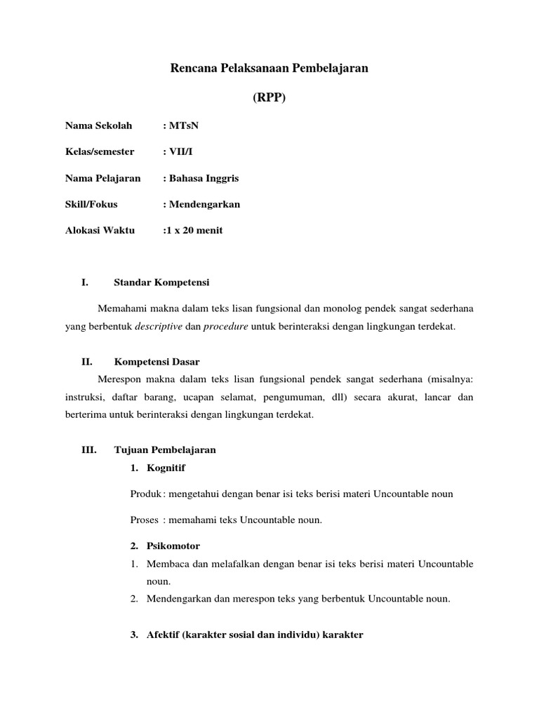 RPP Micro Teaching | PDF