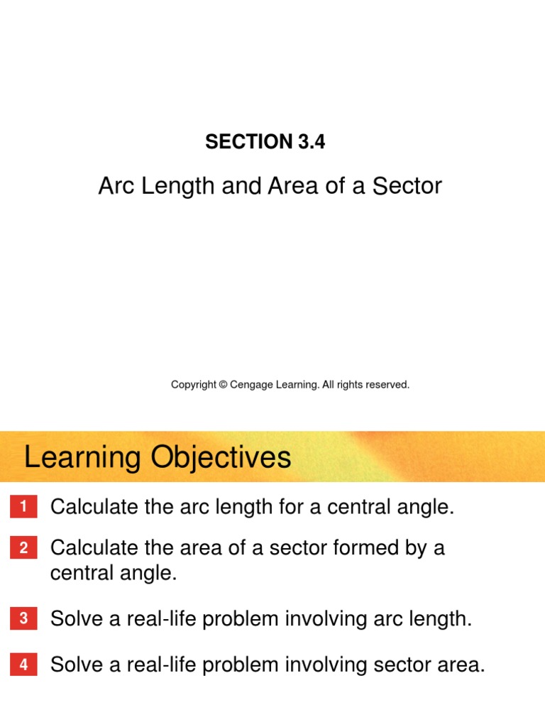 Arc Length and Area of A Sector | PDF | Angle | Area