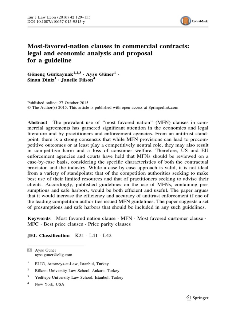 Most Favored Nation Clause | Competition Law | Competition