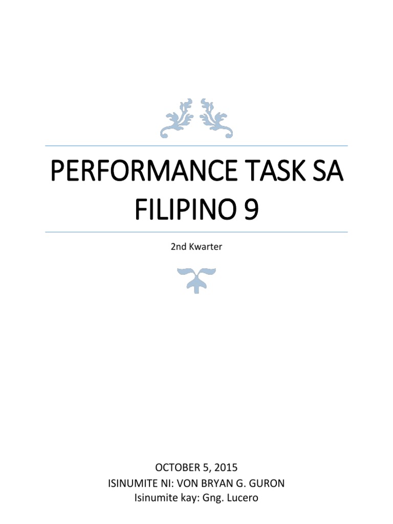 Performance Task Sa Filipino 9 | PDF